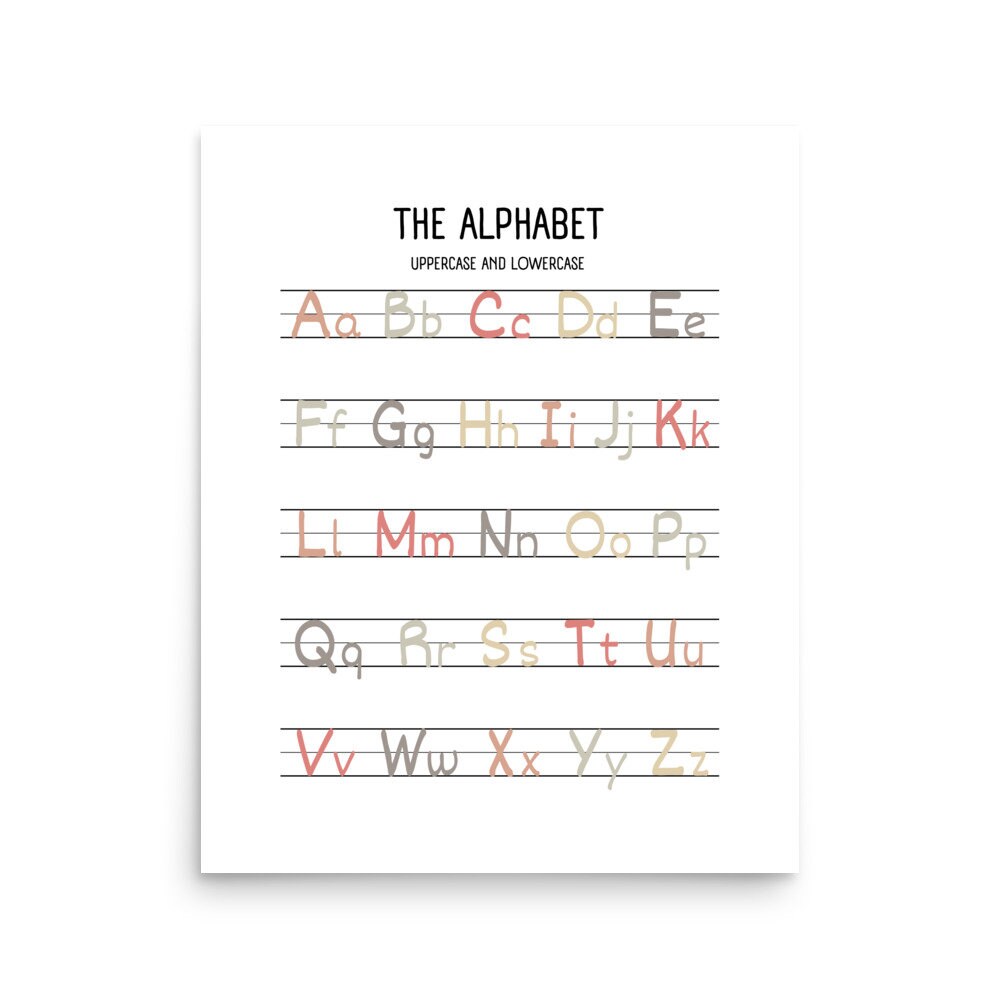 Lined Alphabet Poster in a Pink / Beige Color Palette - Etsy