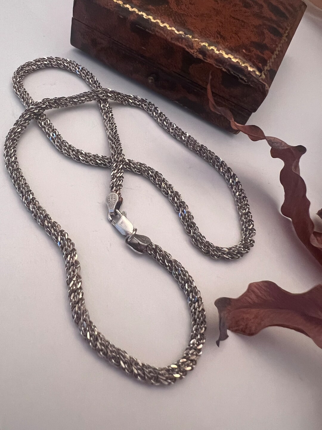Vintage Italian Sterling Silver Tubular Mesh Curb Link Chain Necklace ...