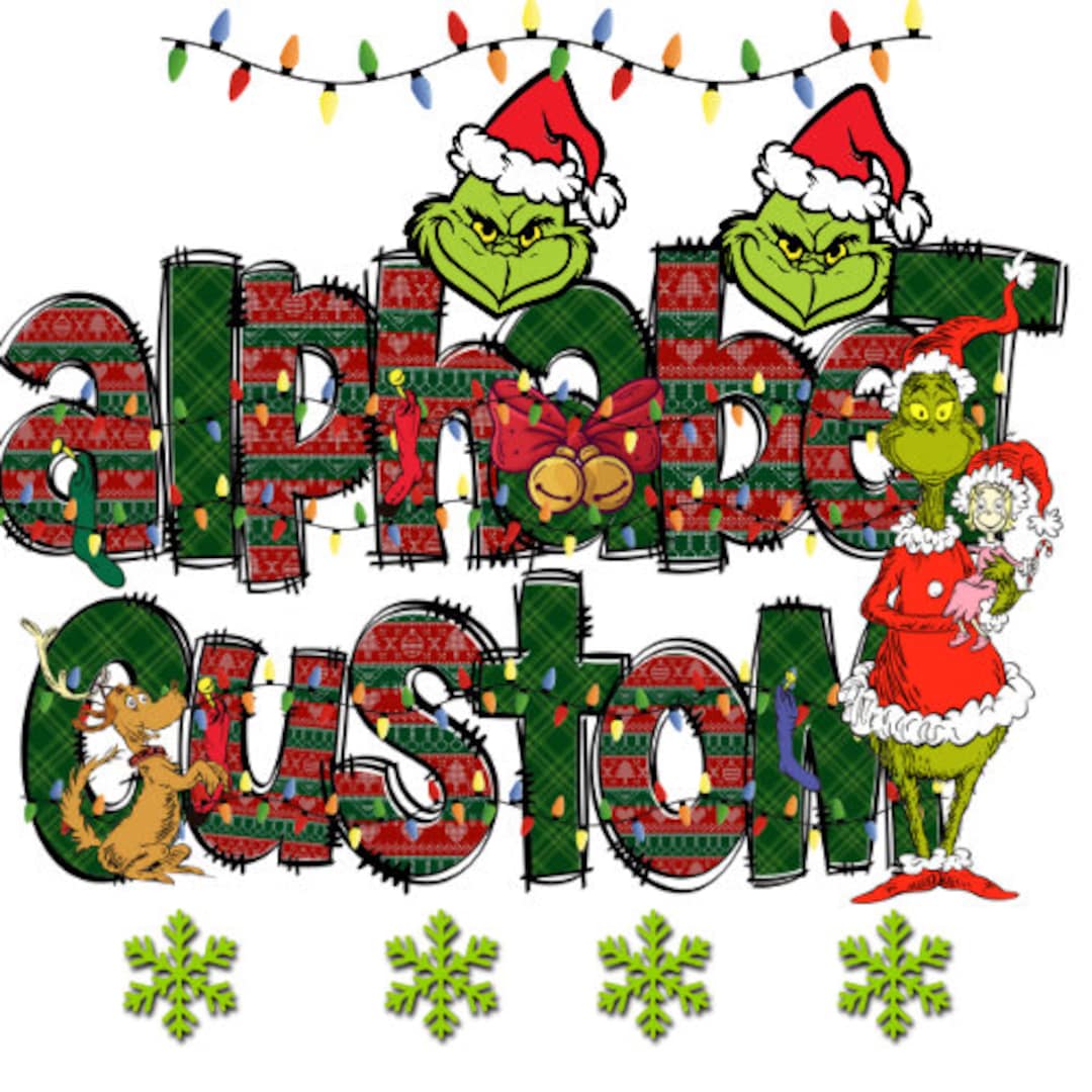 Christmas Grinch's Clip Art Doodle Letters & Numbers - Etsy