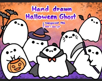 Cute Halloween Character Doodle Art Set Hand Drawn - Etsy