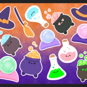 Cute Halloween Character Doodle Art Set Hand Drawn - Etsy