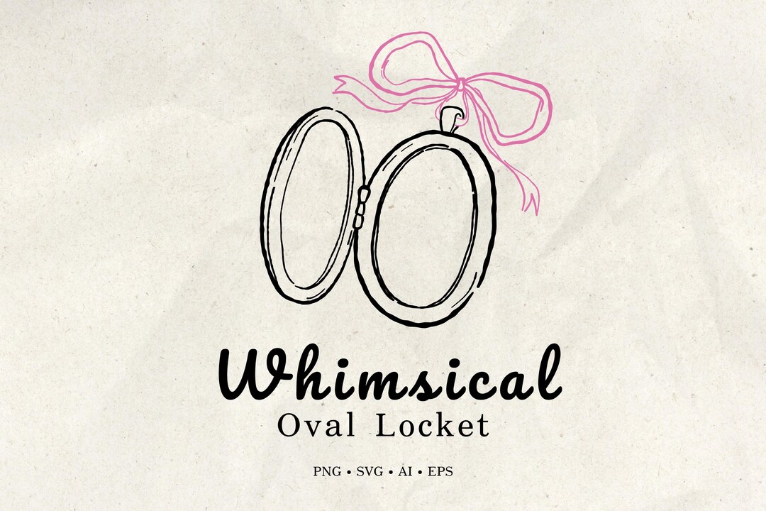 Hand Drawn Oval Locket Clipart | Valentine Whimsical Wedding ...