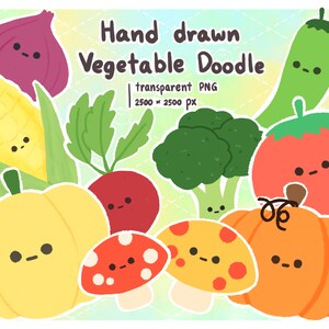 Cute Vegetable Character Doodle Art Set Hand Drawn - Etsy