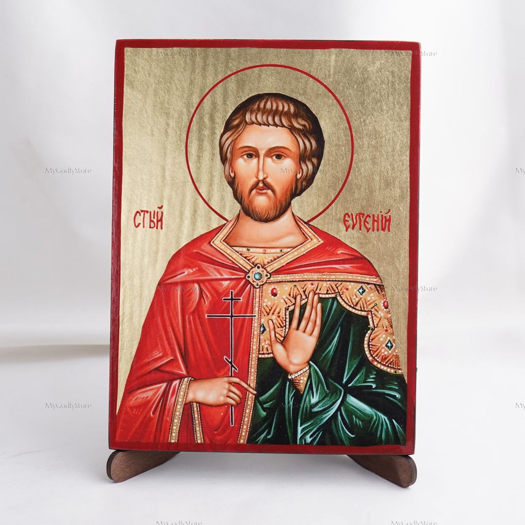 SAINT EUGENE Icon, Christian Icons, Handmade Orthodox Icon of Saint ...