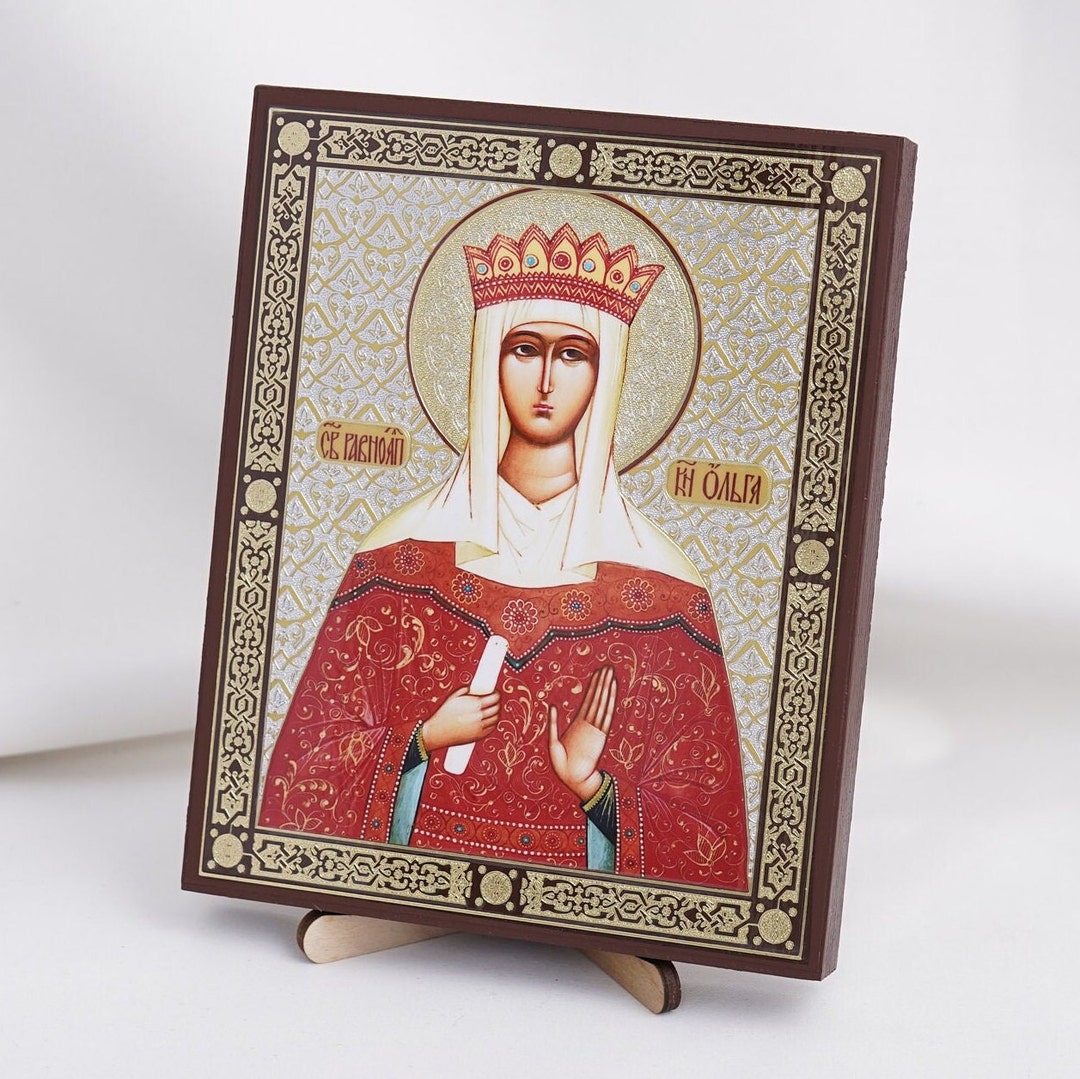 HOLY PRINCESS OLGA Icon, Personalized Icon, Handmade Orthodox Icon of ...