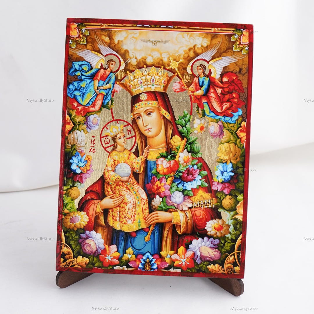 Icon of THEOTOKOS of the UNFADING FLOWER, Christian Icons, Handmade ...