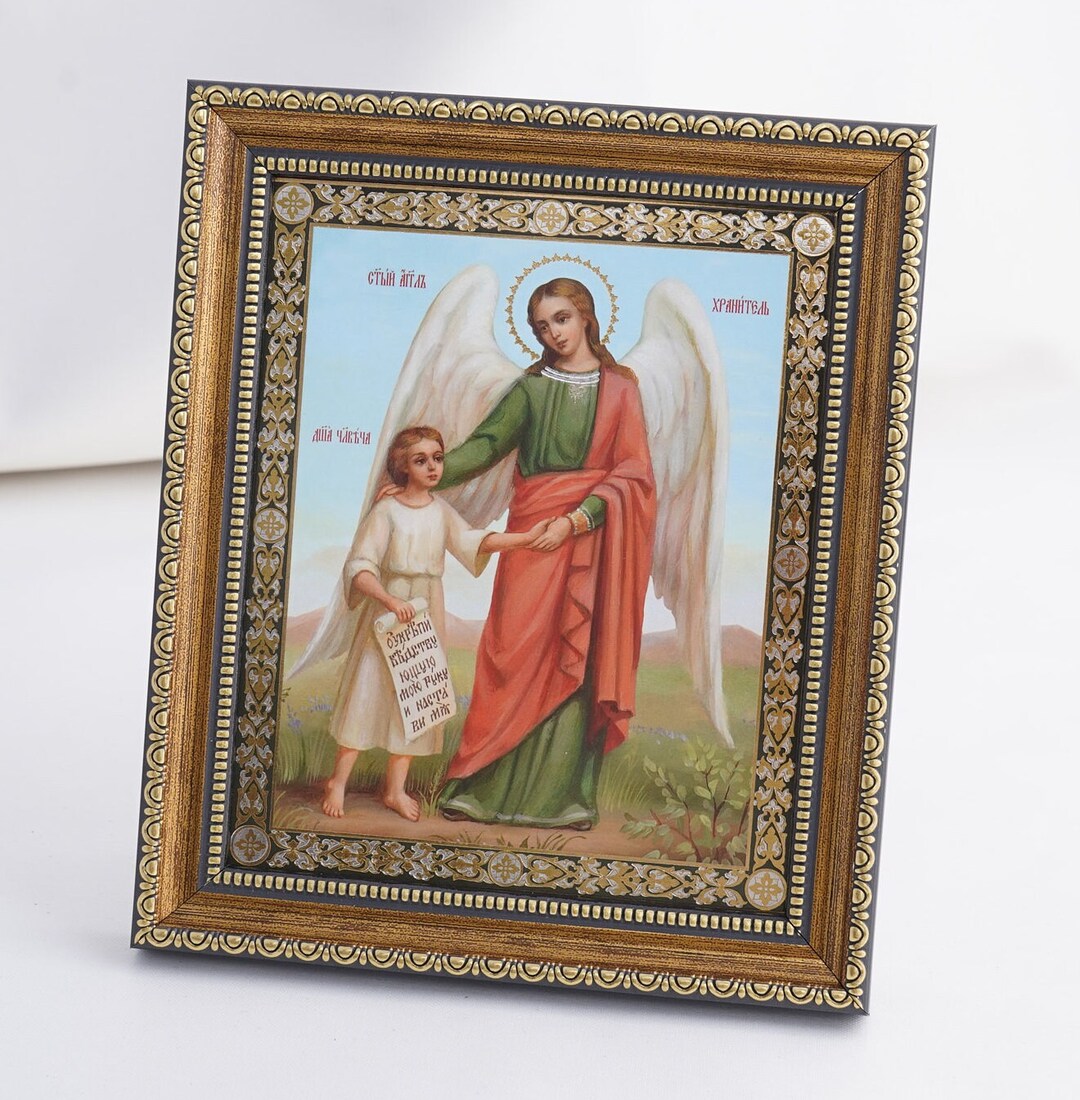GUARDIAN ANGEL With CHILD Icon, Personalized Icon, Orthodox Handmade ...