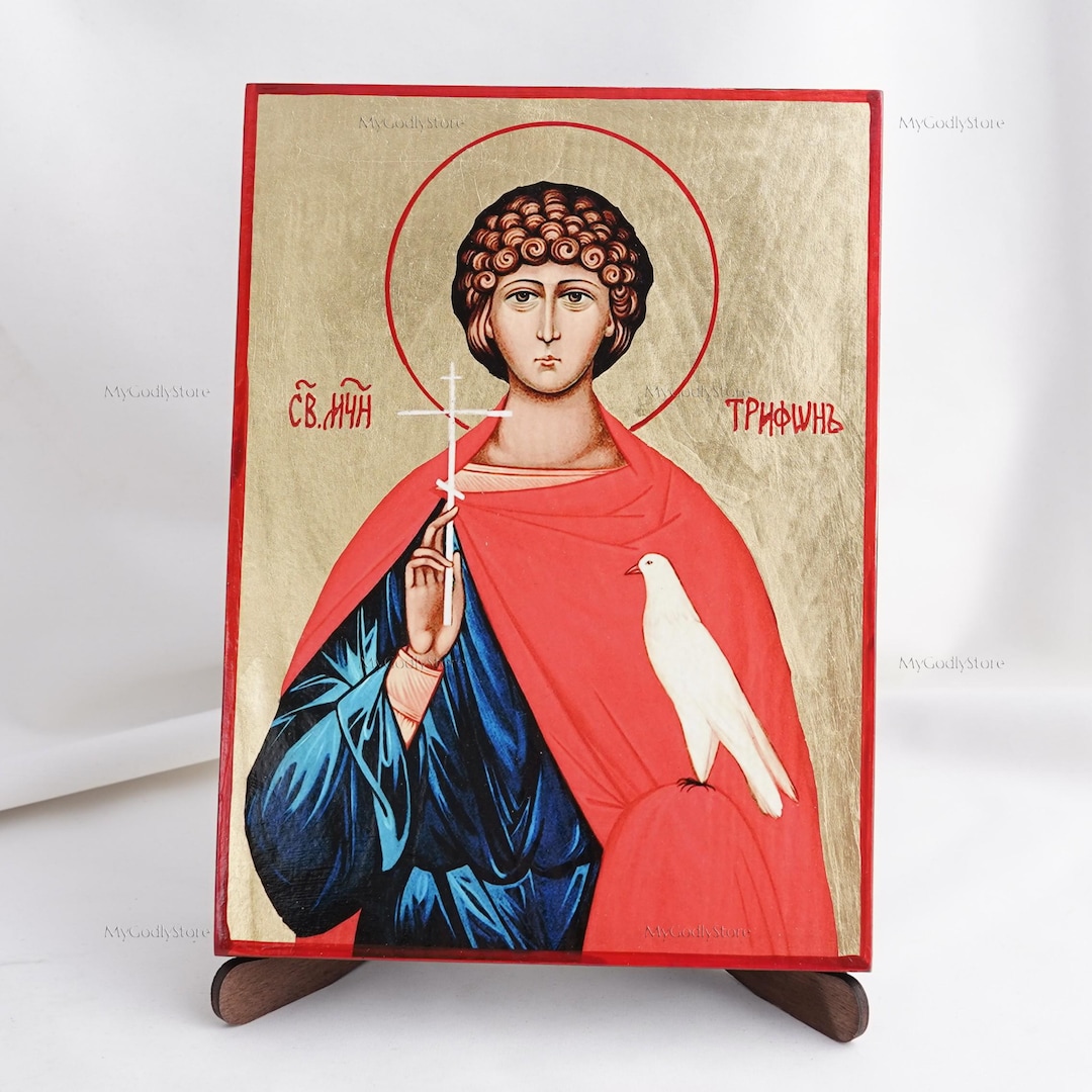 SAINT TRYPHON Icon, Christian Icons, Handmade Orthodox Icon of Saint ...