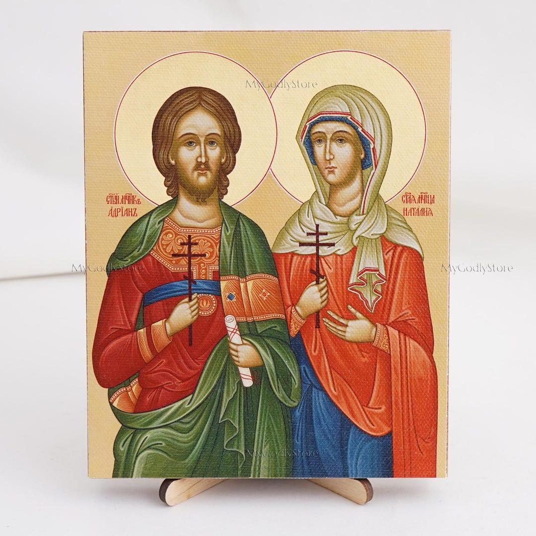 Icon of SAINTS ADRIAN and NATALIA, Icon on Canvas, Handmade Orthodox ...