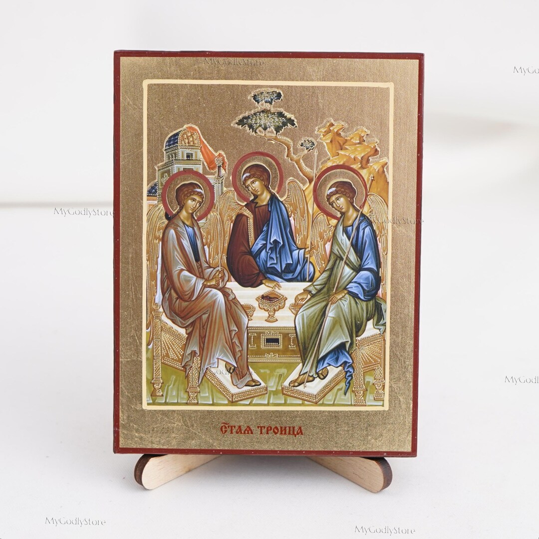 Icon of HOLY TRINITY, Icons on Gold, Handmade Orthodox Icon of Saint ...