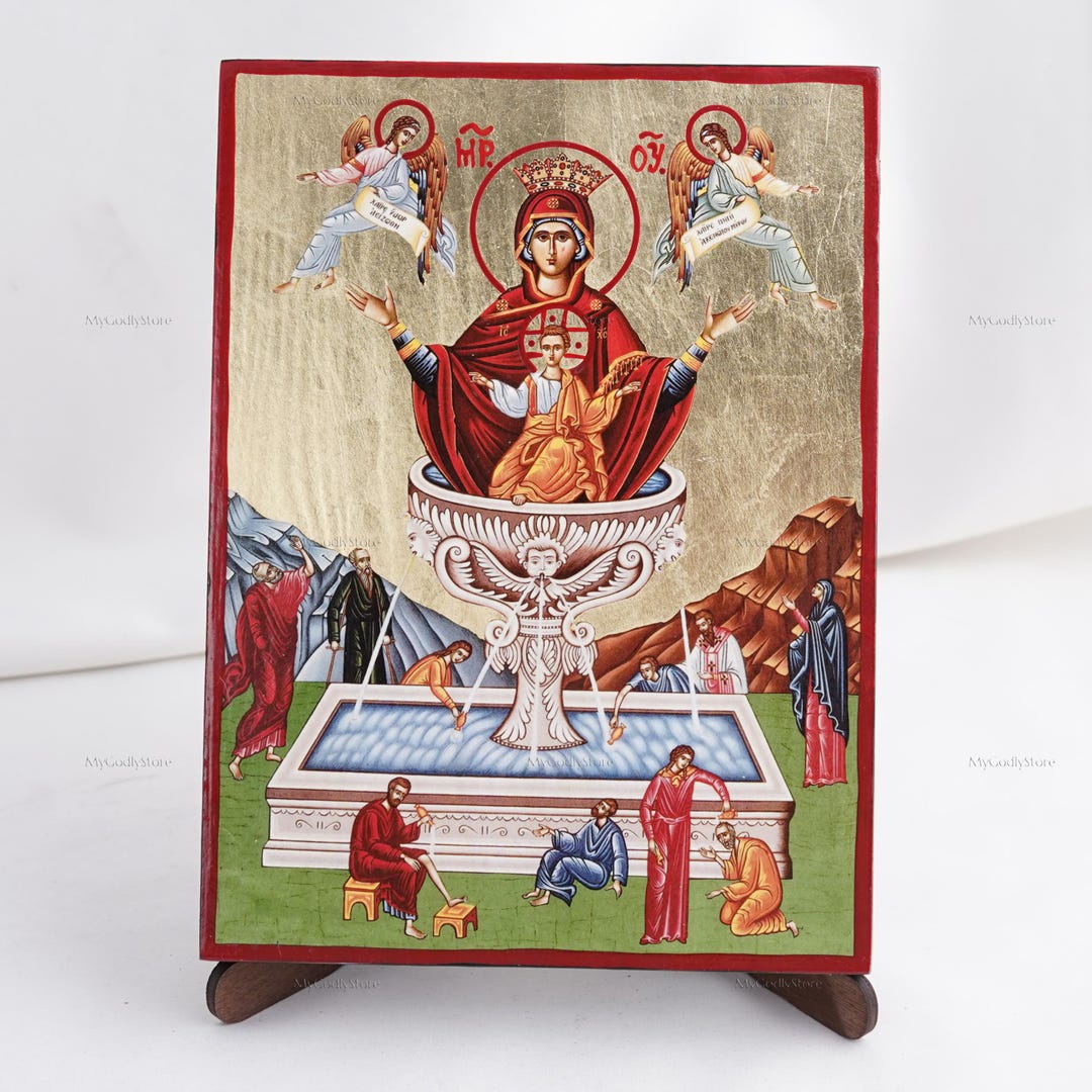 Icon of THEOTOKOS of the Life GIVING SPRING, Christian Icons, Handmade ...