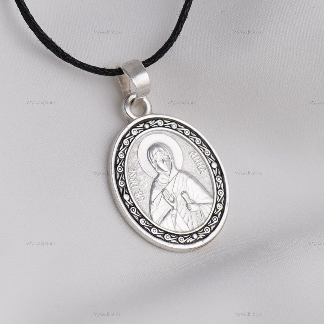 SAINT ANNA Orthodox Icon Pendant Necklace, Women Jewellery, Religious ...