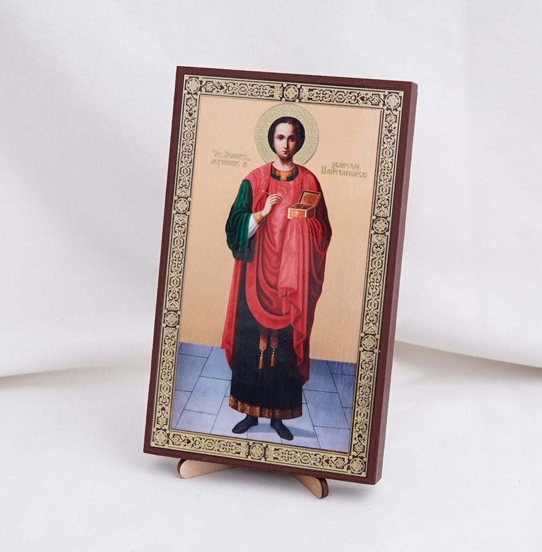 SAINT PANTELEIMON Icon, Personalized Icon, Handmade Orthodox Icon of ...