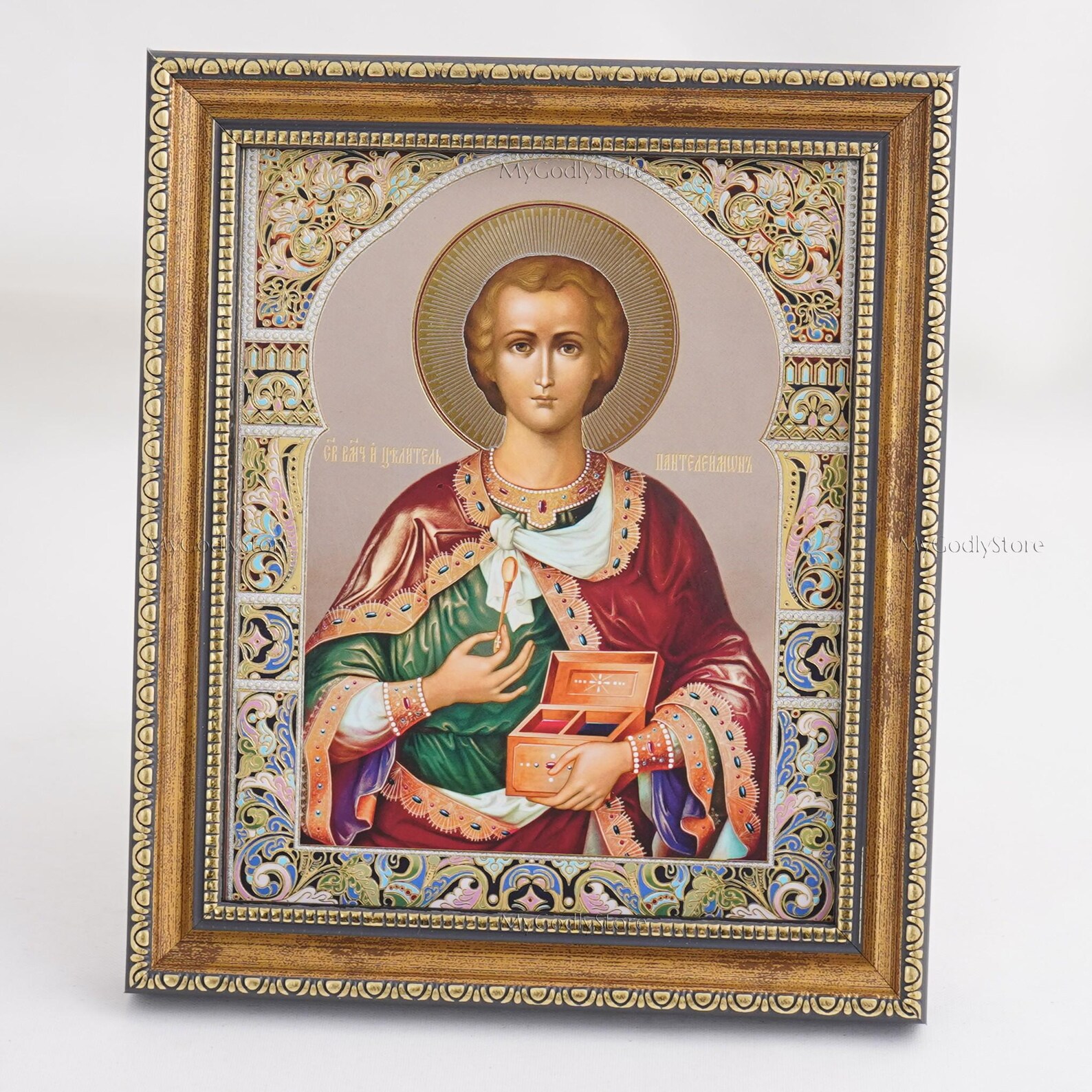 Icon of SAINT PANTELEIMON, Personalized Icon, Orthodox Handmade Icon of ...