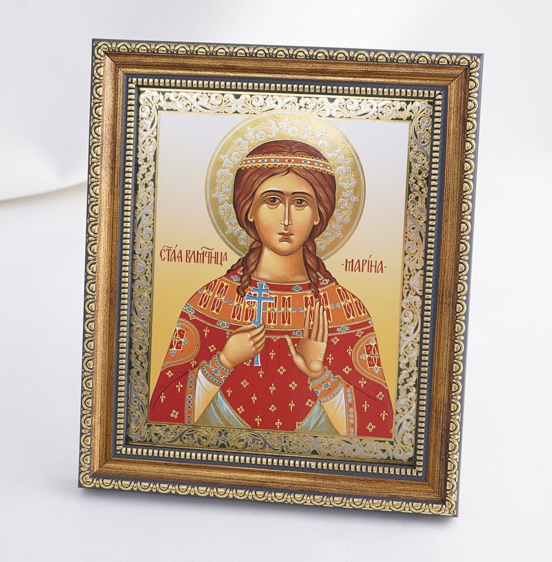 Icon of SAINT MARINA, Personalized Icon, Orthodox Handmade Icon of ...