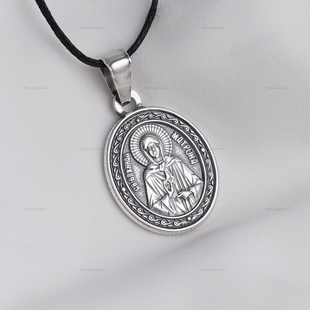 SAINT MATRONA Orthodox Icon Pendant Necklace, Women Jewellery ...