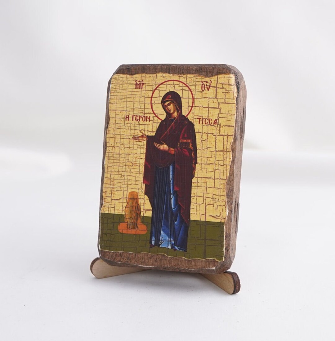 GERONTISSA Icon of the MOTHER of GOD, Christian Icons, Handmade Greek ...