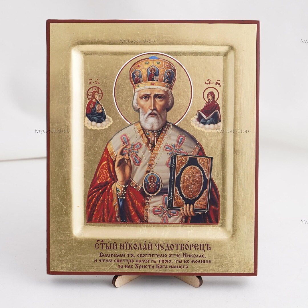 Icon of SAINT NICHOLAS, Icons on Gold, Handmade Orthodox Icon of Saint ...