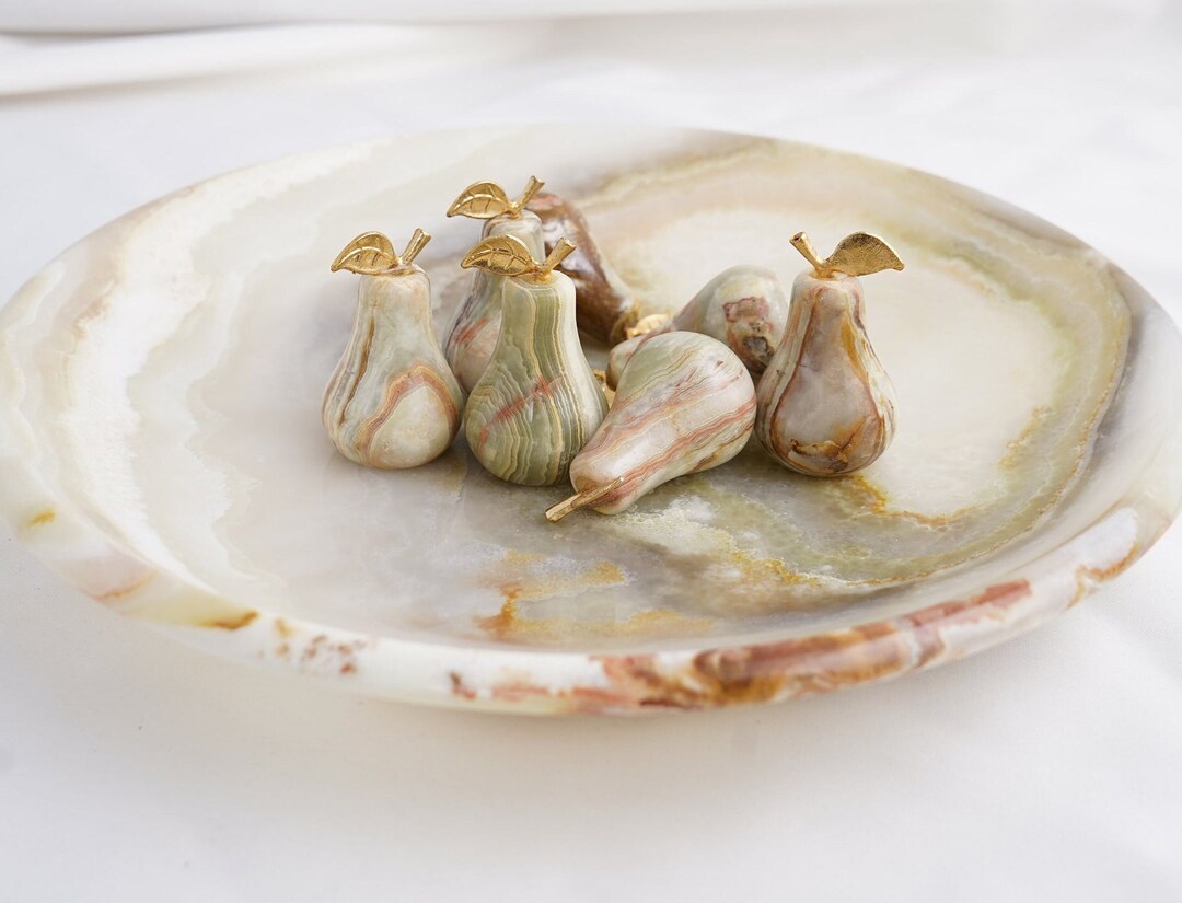 3 Pcs Onyx Pears, Pears From Onyx Marble, Onyx Fruits Clusters ...