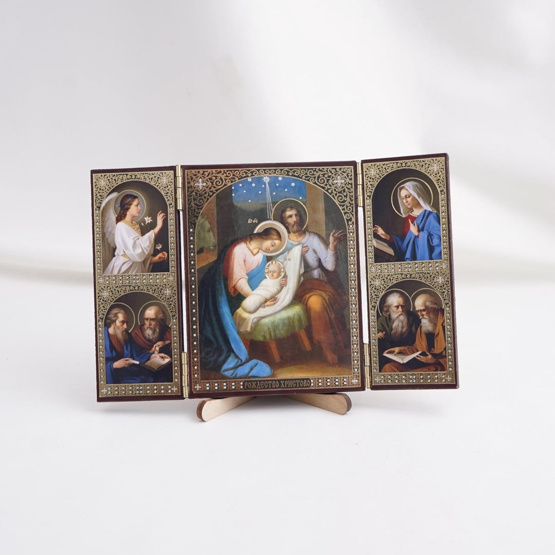Triptych Orthodox Icon, the NATIVITY of CHRIST Orthodox Icon, Saints Religious Icon Home Decor ...