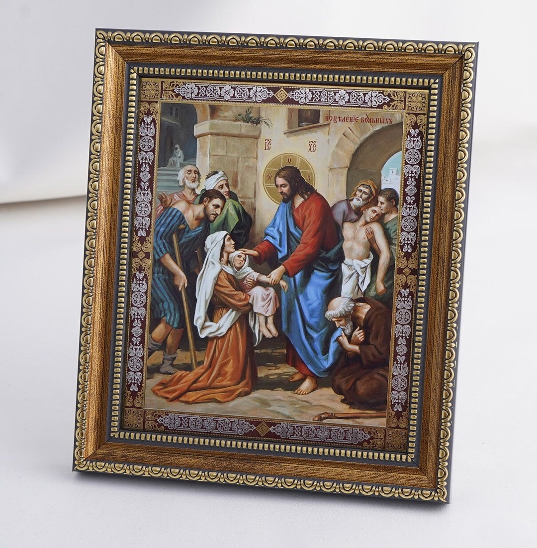 CHRIST HEALING the SICK Icon, Personalized Icon, Orthodox Handmade Icon ...