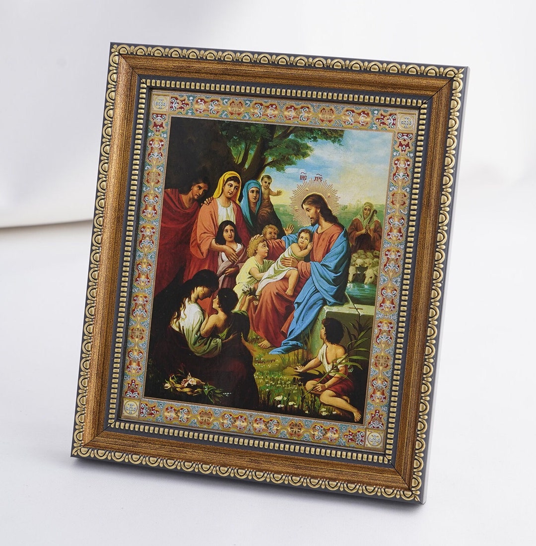 CHRIST BLESSING the CHILDREN Icon, Personalized Icon, Orthodox Handmade ...