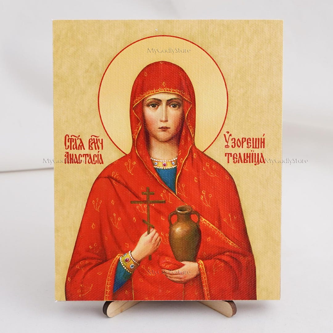 Icon of SAINT ANASTASIA Icon on Canvas, Handmade Orthodox Icon of Saint ...