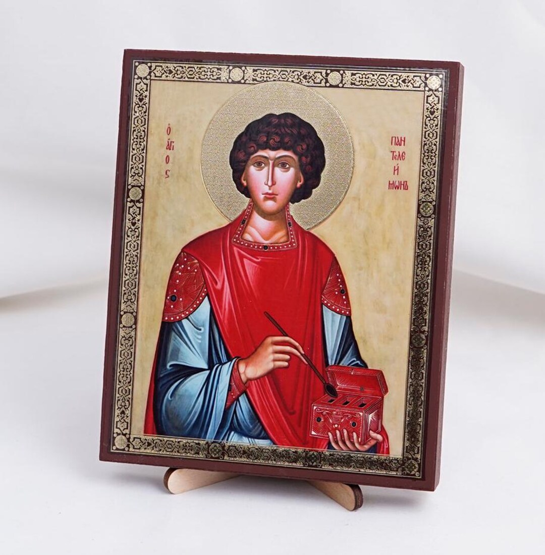 SAINT PANTELEIMON Icon, Personalized Icons, Handmade Orthodox Icon of ...