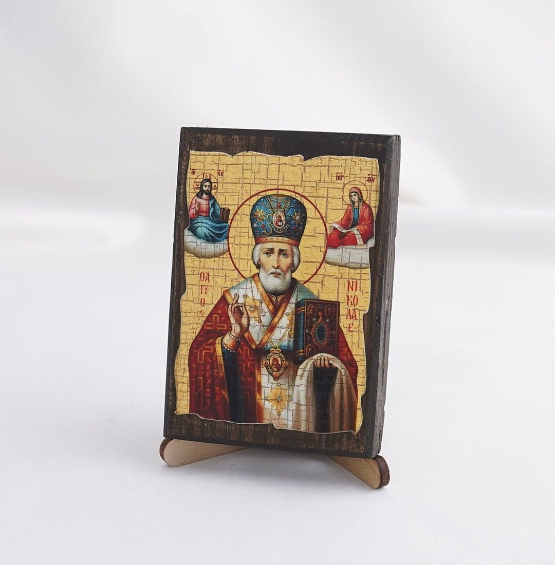 Icon of SAINT NICHOLAS, Saints Icon, Christian Icons, Handmade Greek ...