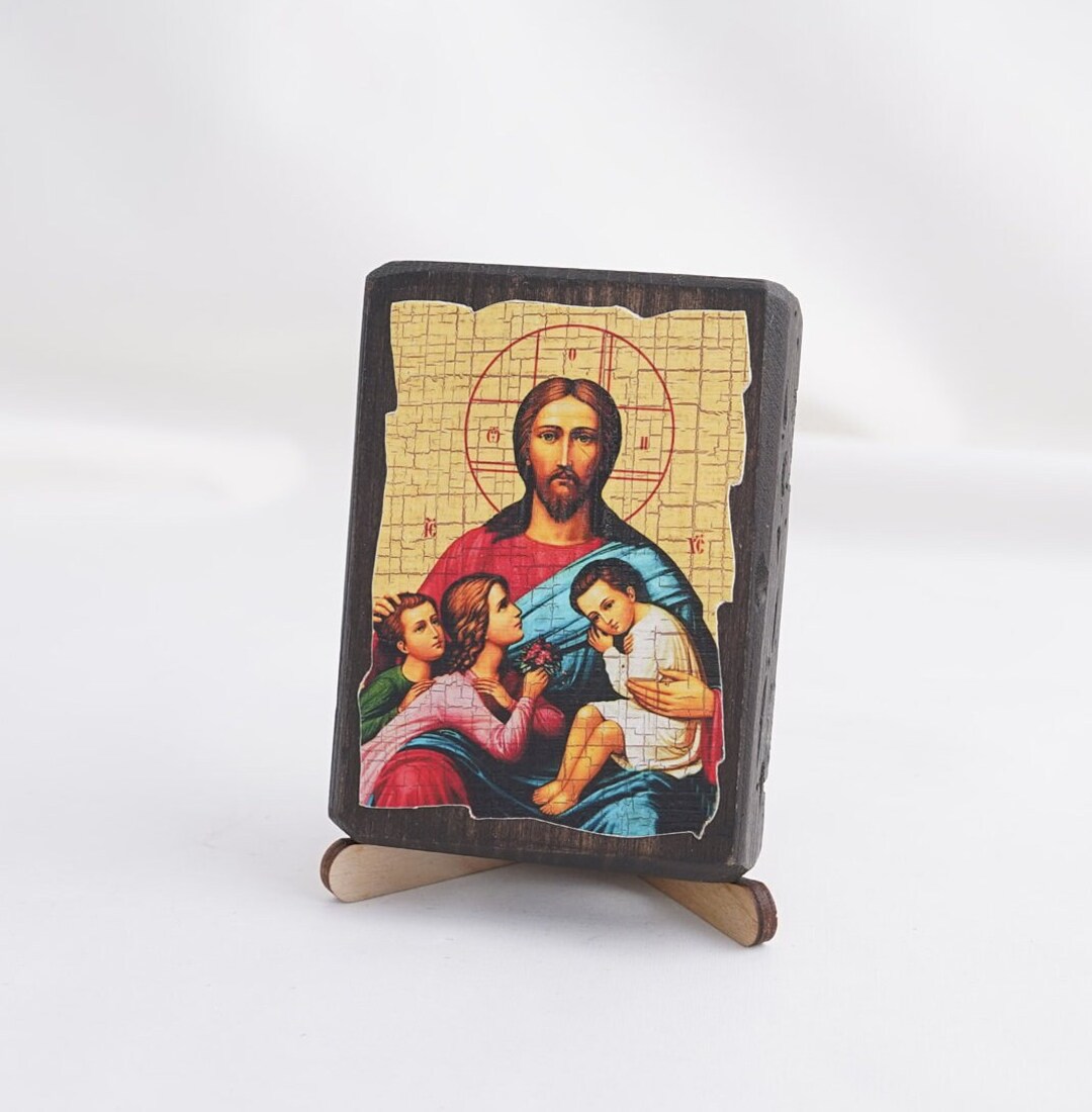 CHRIST BLESSING the CHILDREN Icon, Christian Icons, Handmade Orthodox ...