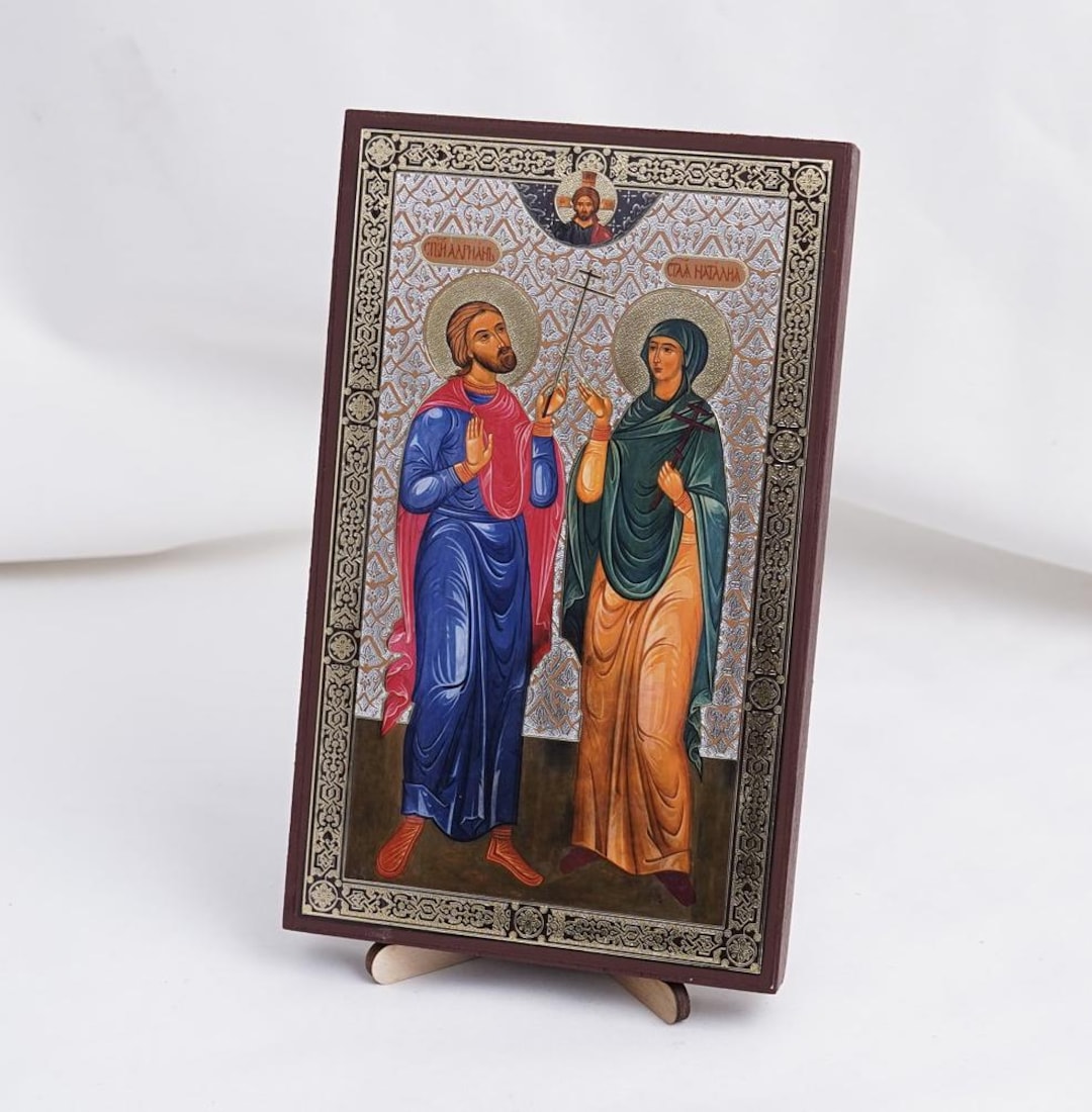 SAINTS ADRIAN and NATALIA Icon, Personalized Icons, Handmade Orthodox ...