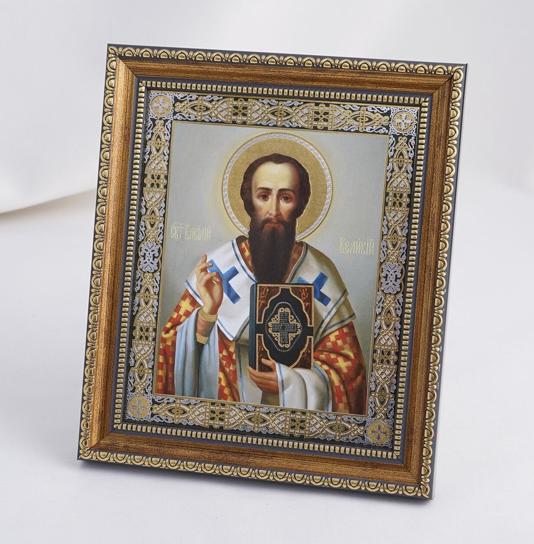 SAINT BASIL the GREAT Icon, Personalized Icon, Saint Vasilii, Silver ...