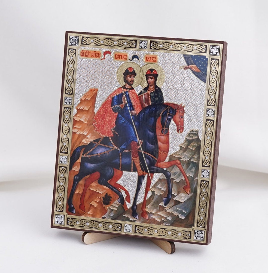 SAINTS BORIS and GLEB, Personalized Icon, Handmade Orthodox Icon of ...