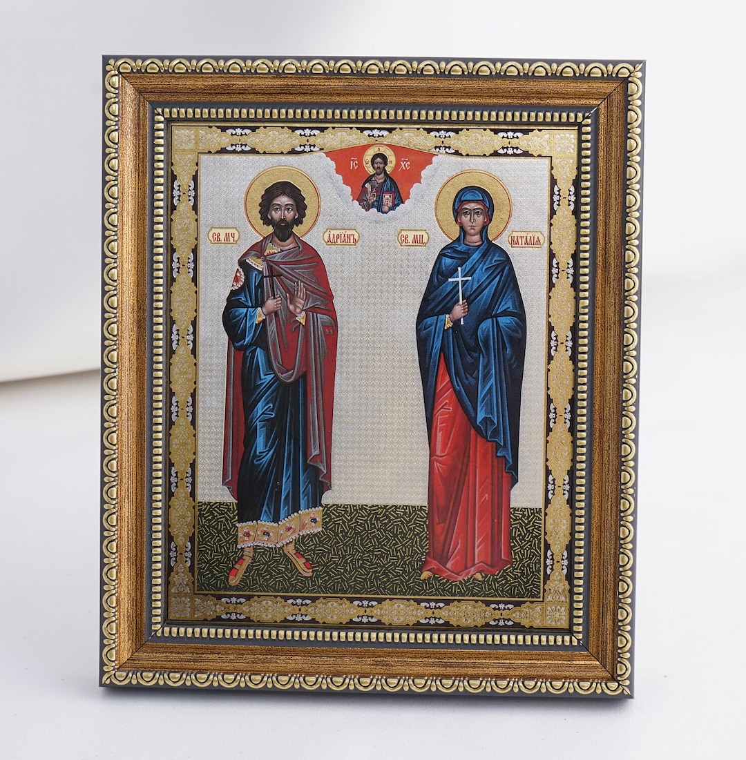 Saints ADRIAN and NATALIA Icon, Personalized Icon, Orthodox Handmade ...