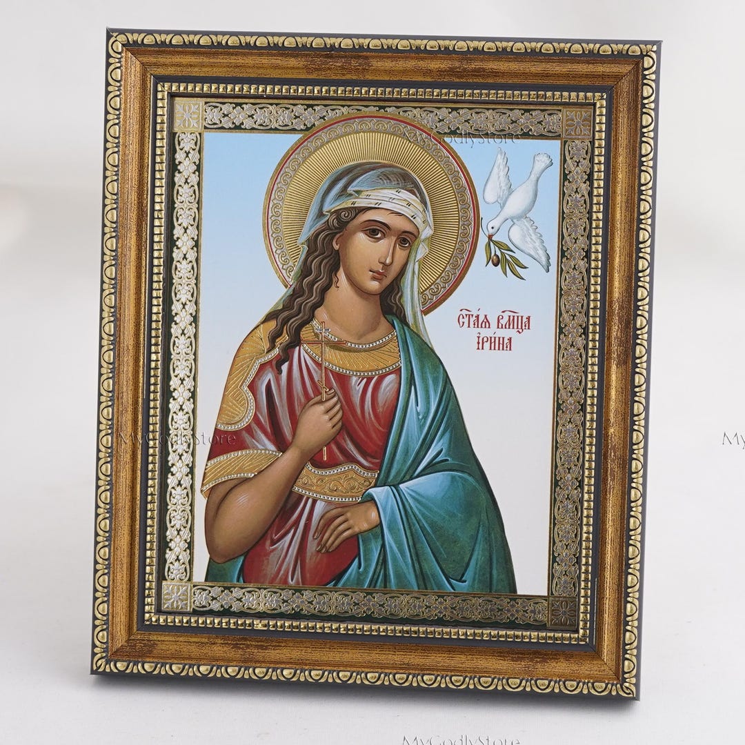 Icon of SAINT IRINA, Personalized Icon, Orthodox Handmade Icon of Saint ...