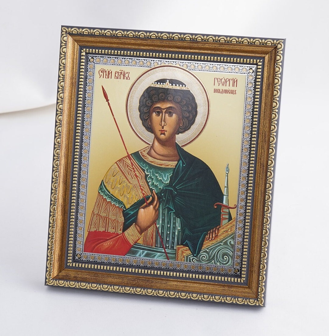 Icon of SAINT GEORGE, Personalized Icon, Orthodox Handmade Icon of St ...