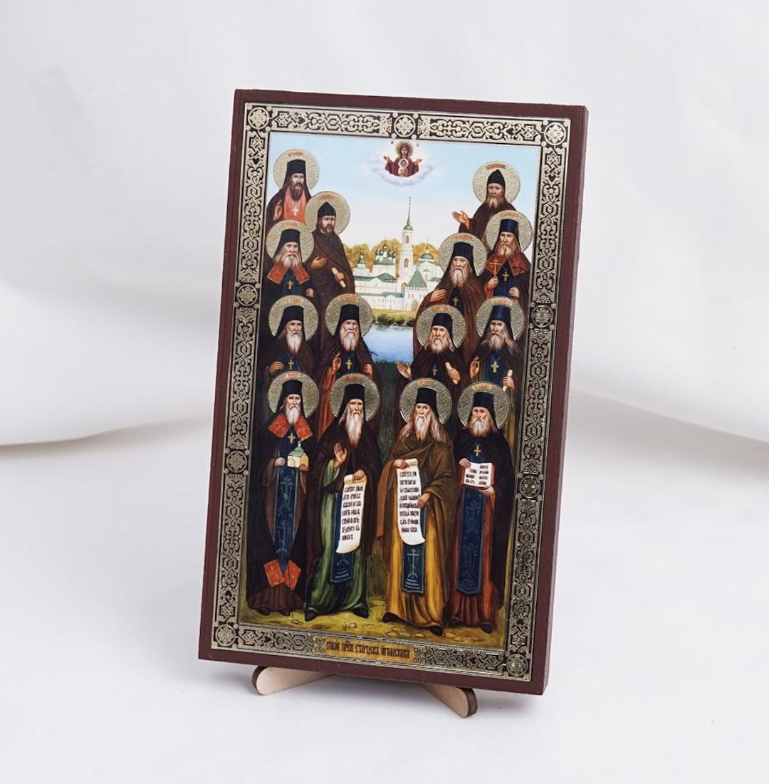 OPTINA ELDERS Icon, Personalized Icons, Handmade Orthodox Icon of Holy ...