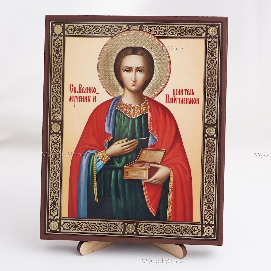 Icon of SAINT PANTELEIMON, Personalized Icons, Handmade Orthodox Icon ...