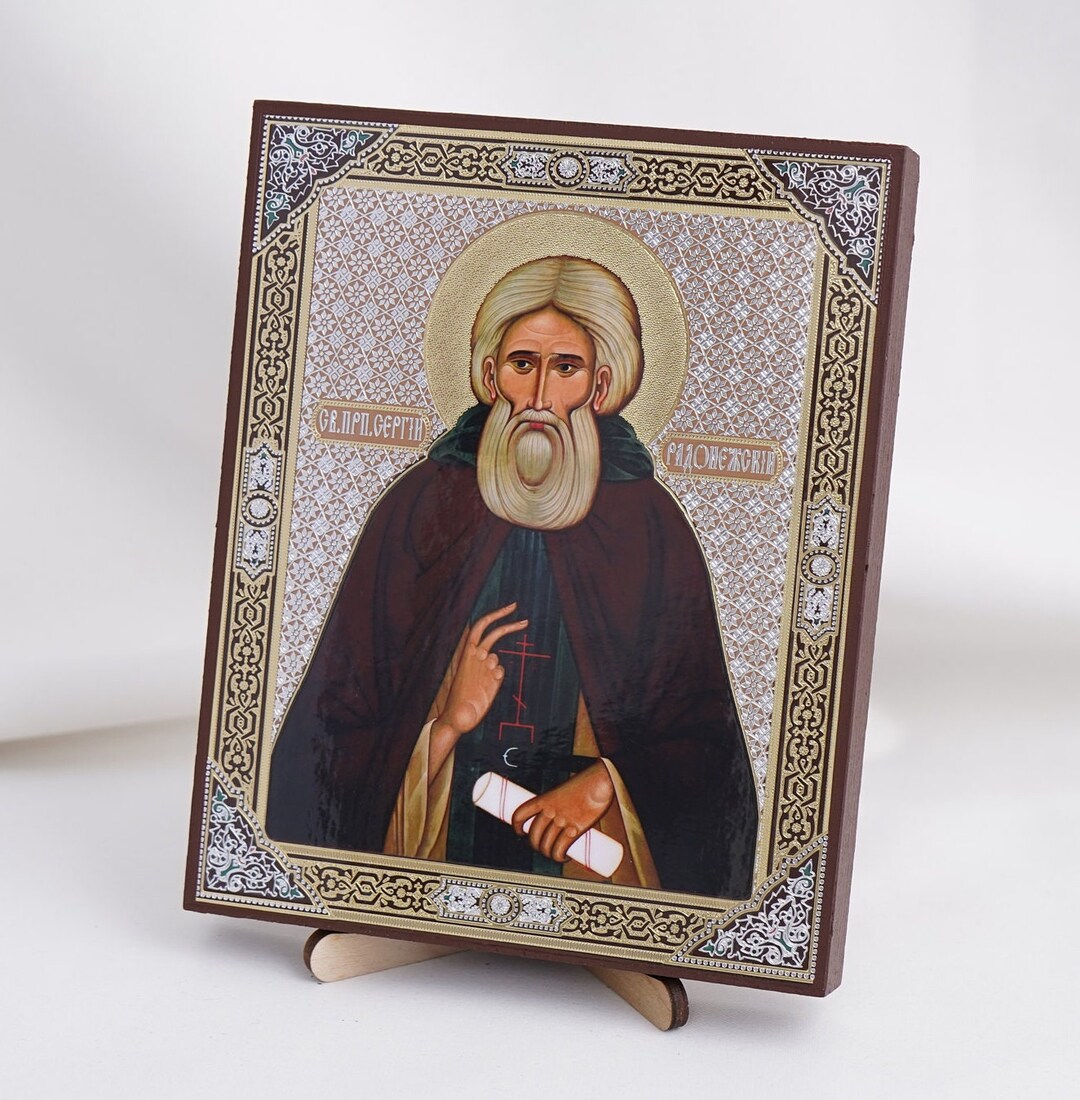Saint SERGIUS of RADONEZH Icon, Personalized Icon, Handmade Orthodox ...