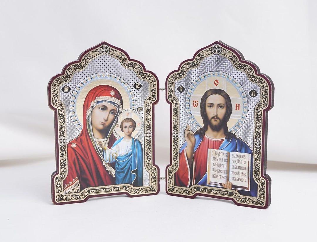 Diptych Orthodox Icon, HOLY Virgin MARY and CHRIST the Savior Orthodox ...