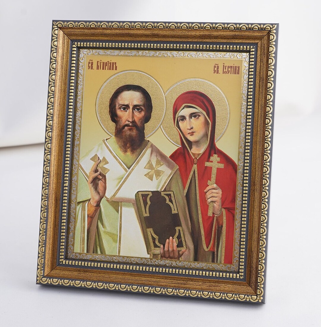 Icon of Sts. CYPRIAN & JUSTINA, Personalized Icon, Orthodox Handmade ...
