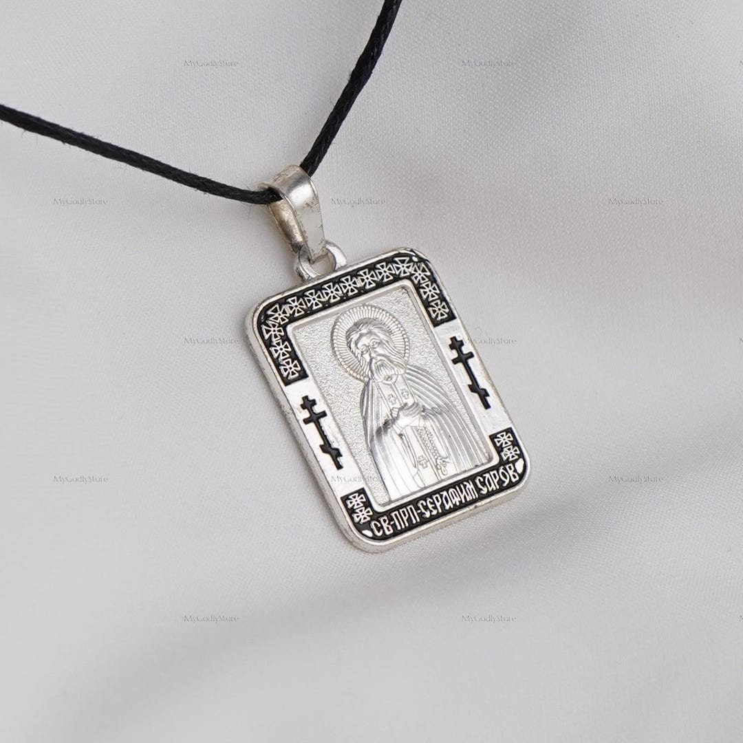 SAINT SERAPHIM of SAROV Orthodox Icon Pendant Necklace, Men Jewellery ...