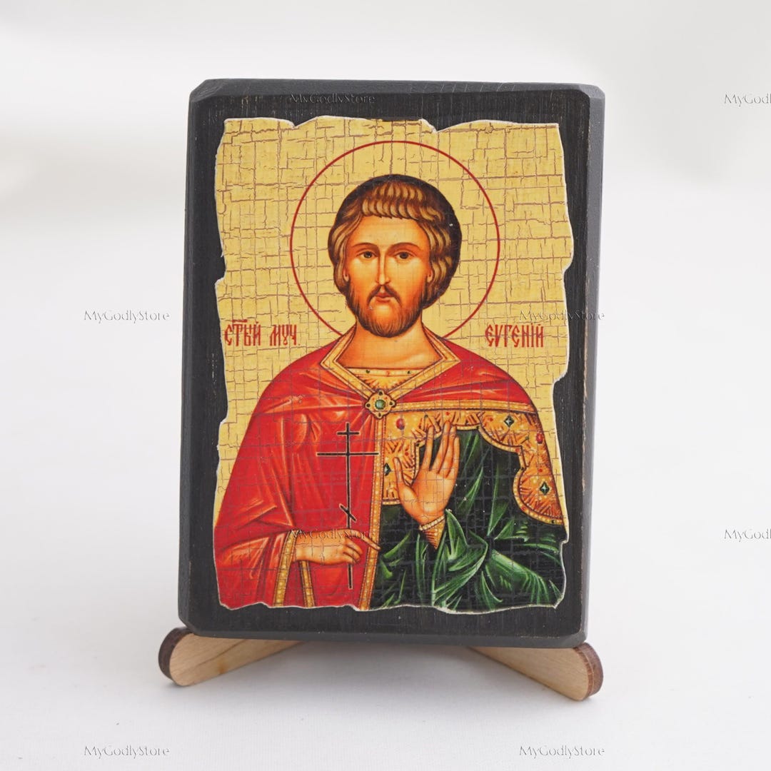 Icon of SAINT EUGENE, Christian Icons, Handmade Greek Orthodox Icon of ...