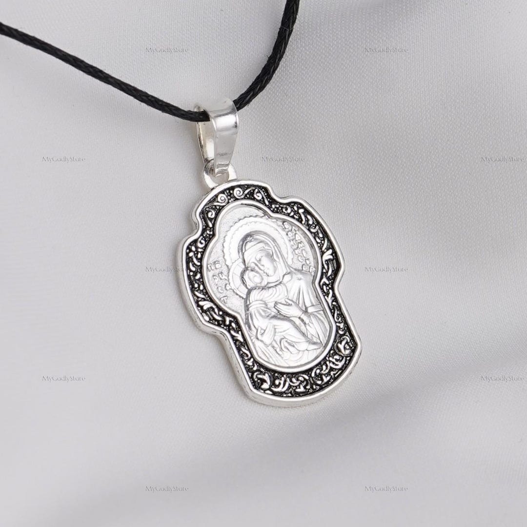 SAINT THEOTOKOS of VLADIMIR Orthodox Icon Pendant Necklace, Women ...