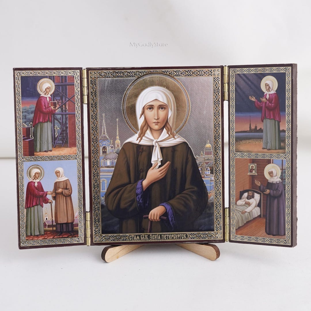 Triptych Orthodox Icons, Icon of SAINT XENIA, Handmade Orthodox Icon of ...