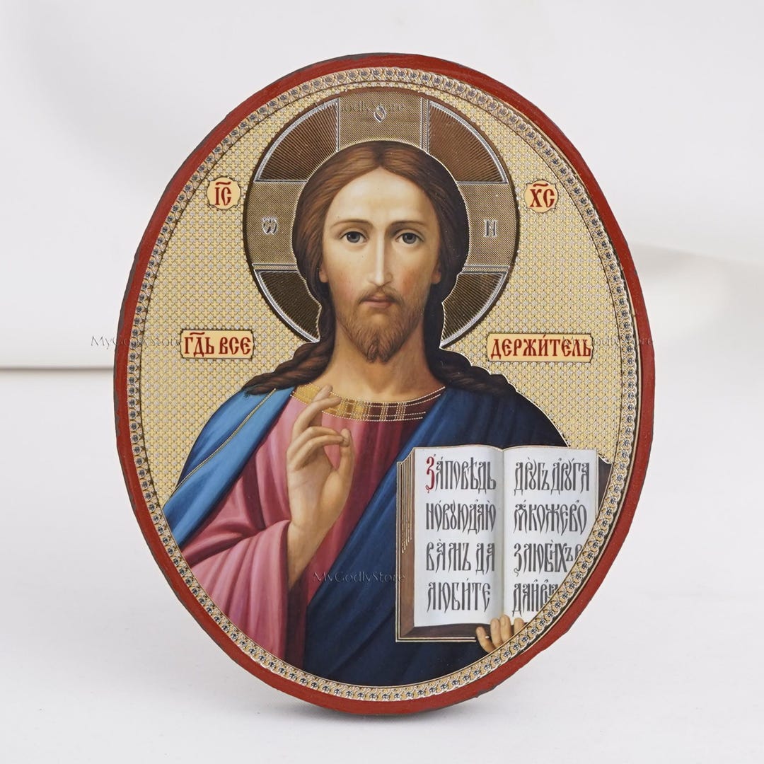 Icon of CHRIST the SAVIOUR, Oval Icons, Handmade Orthodox Icon of Jesus ...