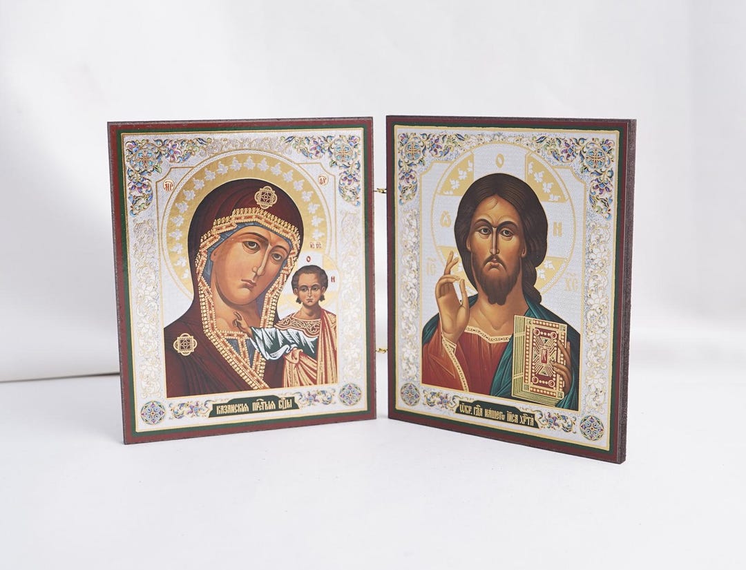 Diptych Orthodox Icon, HOLY Virgin MARY and CHRIST the Savior Orthodox ...