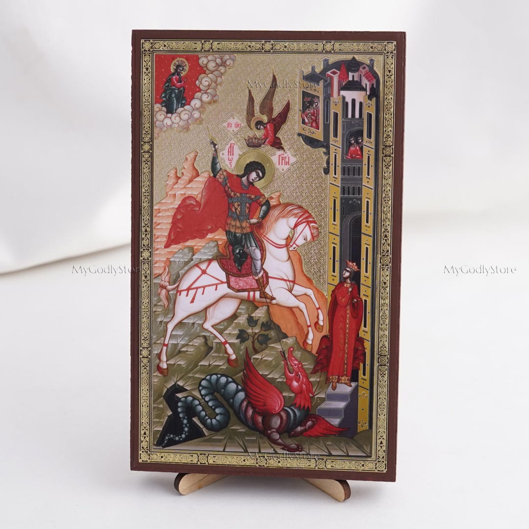 SAINT GEORGE Icon, Personalized Icon, Handmade Orthodox Icon of Saint ...