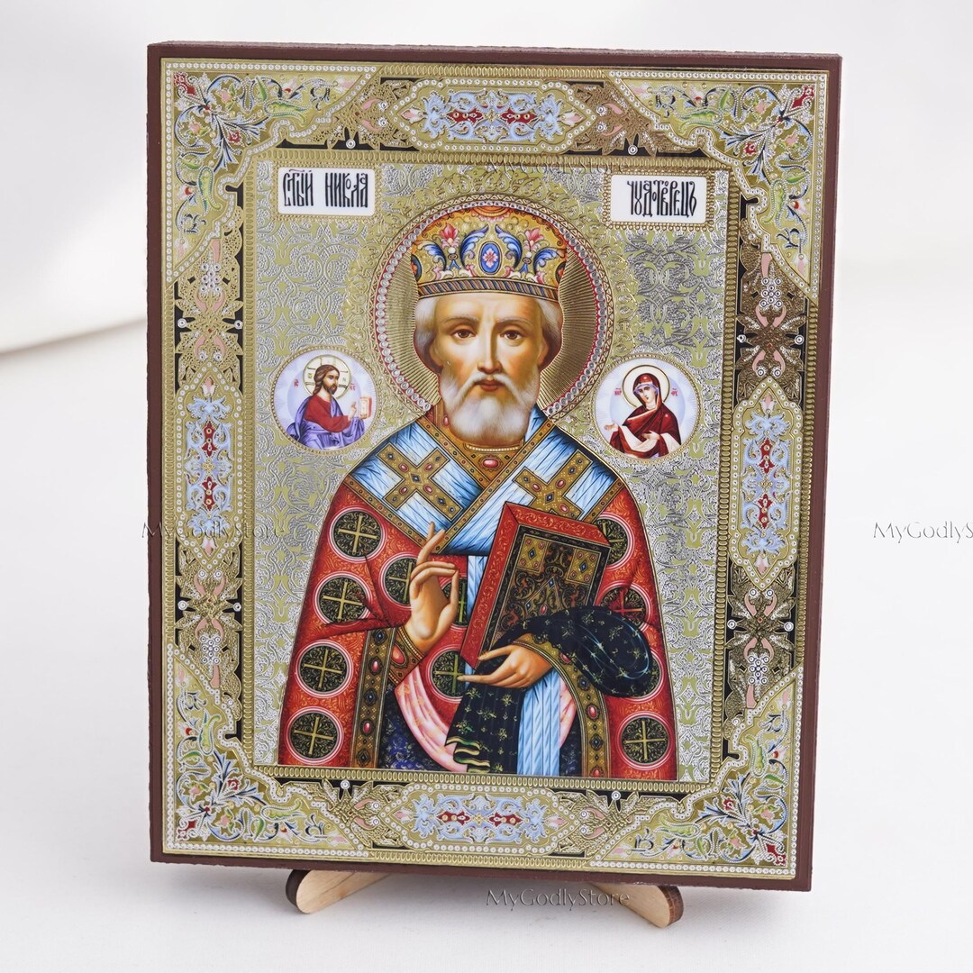 SAINT NICHOLAS Icon, Personalized Icons, Handmade Orthodox Icon of Holy ...