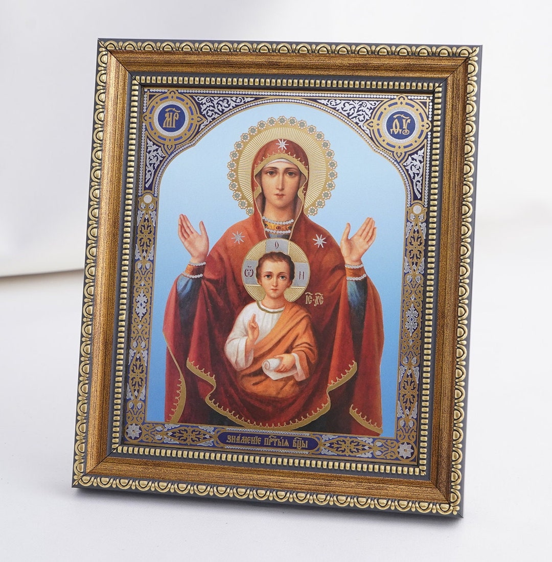 Icon of OUR LADY of the SIGN, Personalized Icon, Orthodox Handmade Icon ...